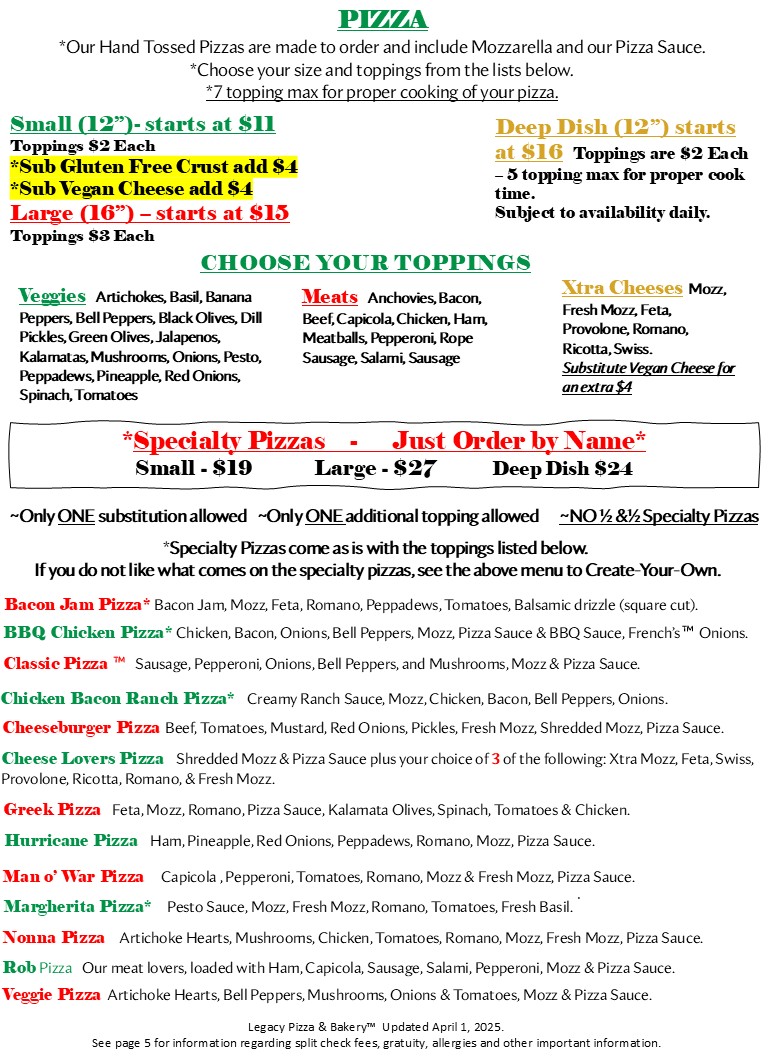 Legacy Pizza & Bakery